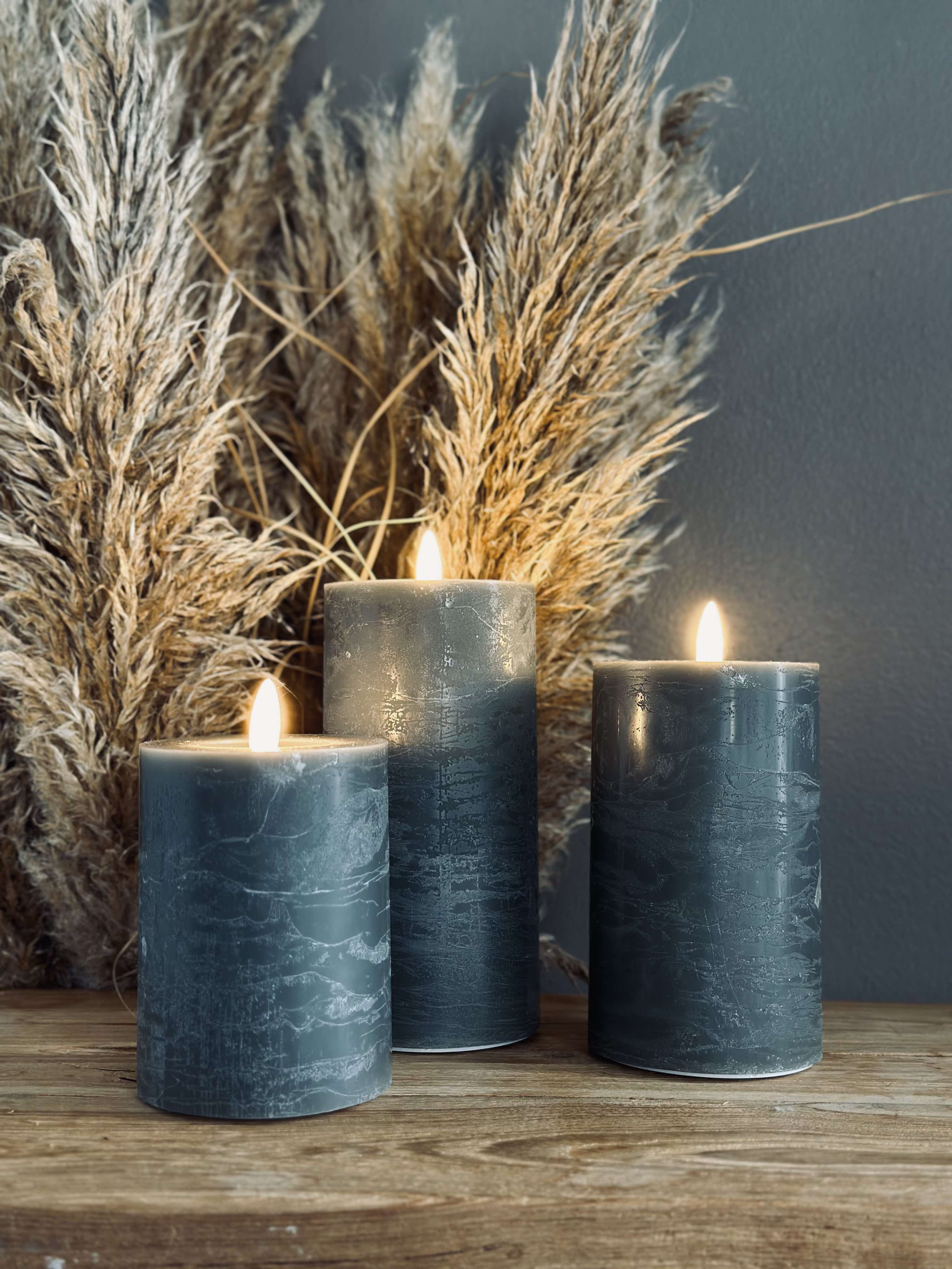 LED Bloklys / Grøn – 3 stk Rustik lys – VIAMAJA