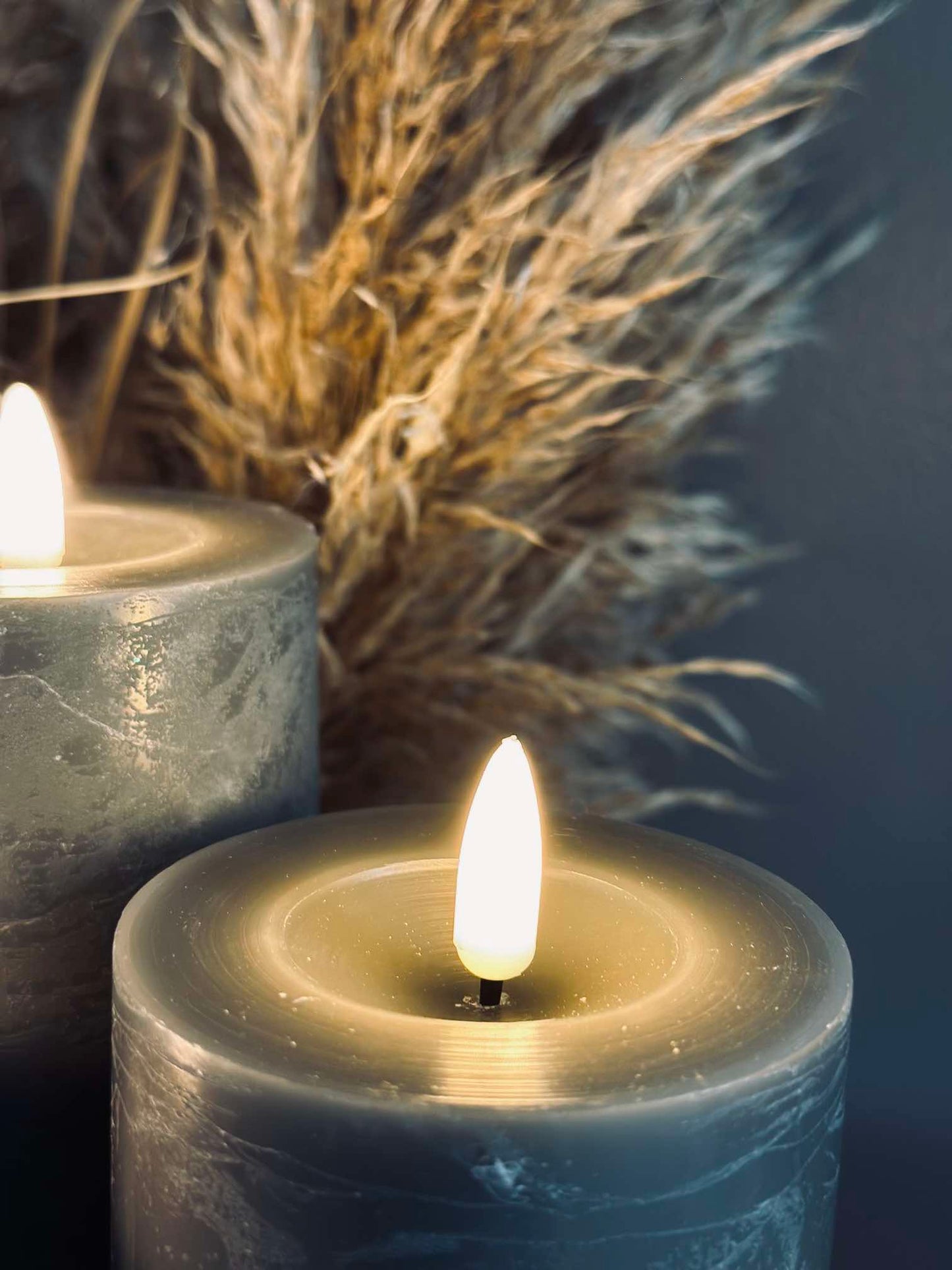 LED Bloklys / Grøn – 3 stk Rustik lys – VIAMAJA