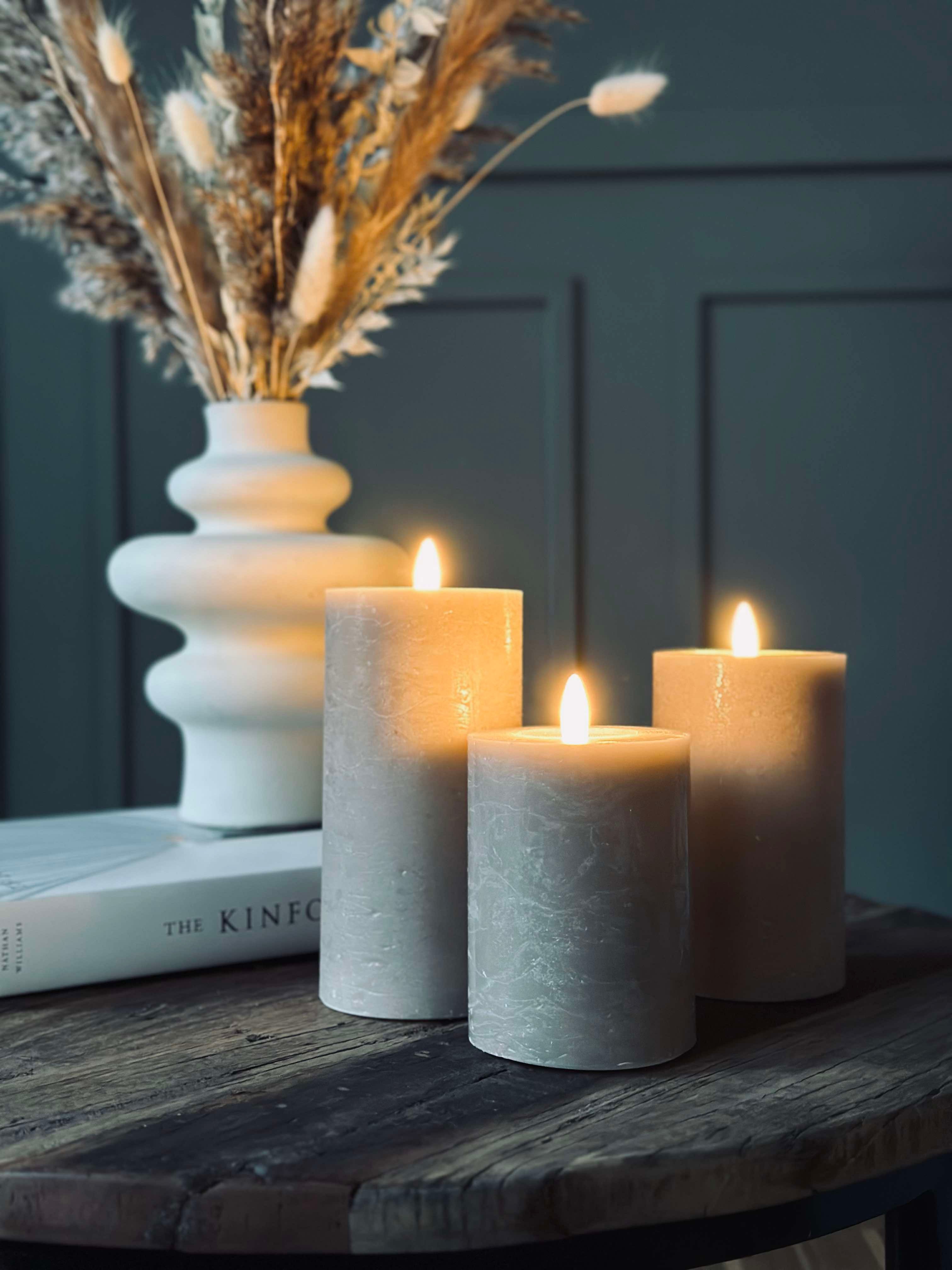 LED Bloklys / Sand – 3 stk Rustik lys – VIAMAJA