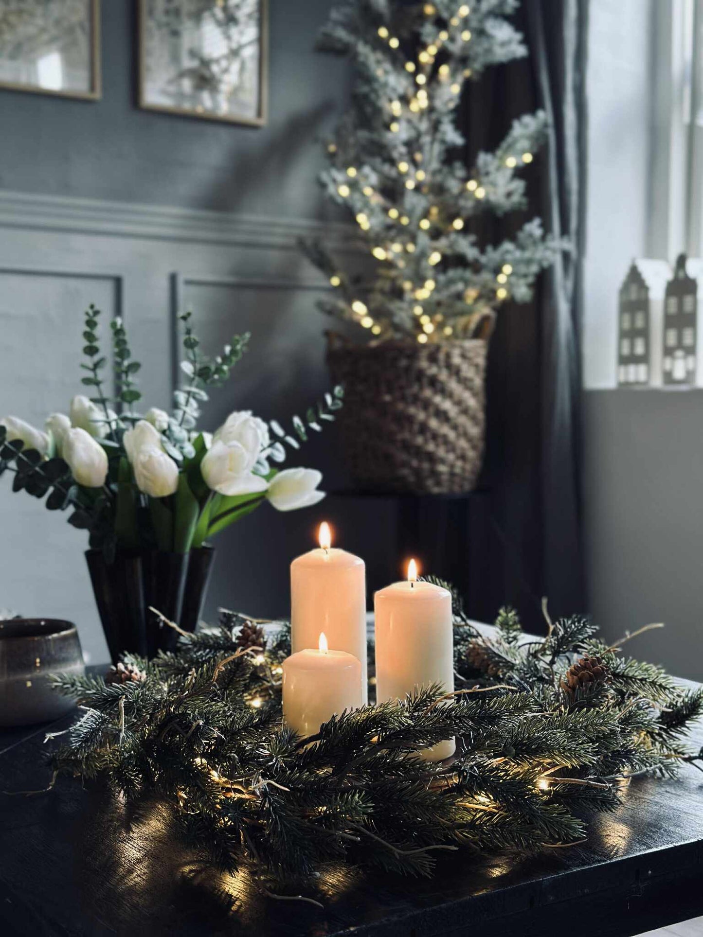 Julekrans med lys - Uden sne – Kunstig krans – VIAMAJA