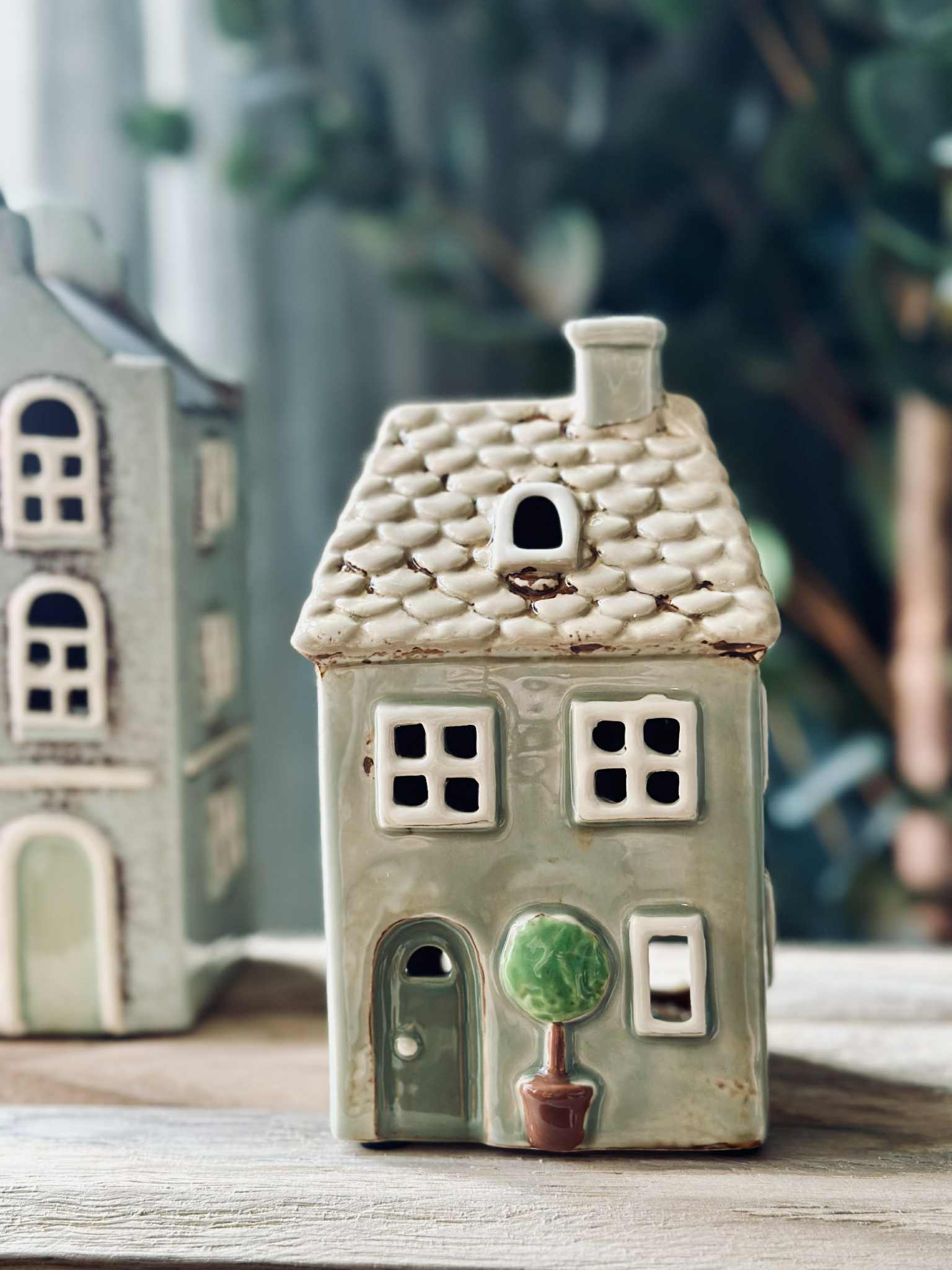 Lyshus duset grøn - Keramik – VIAMAJA