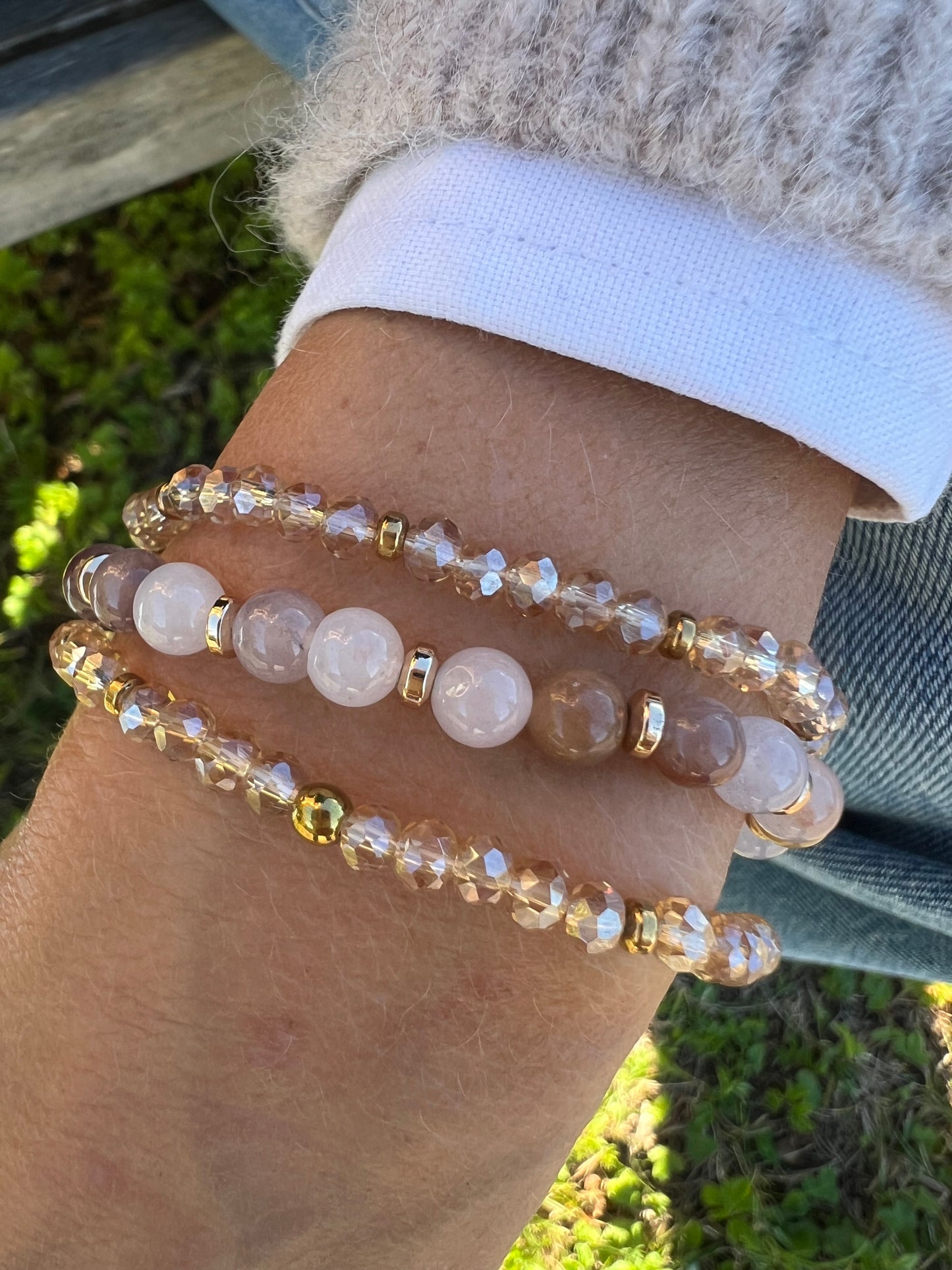 Armbånd Luna Blush Mix / Natur – Sæt med 3 stk – VIAMAJA