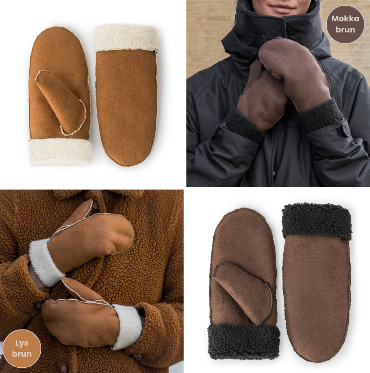 Luffer 2 farver lys brun, mokka brun – Teddy – VIAMAJA