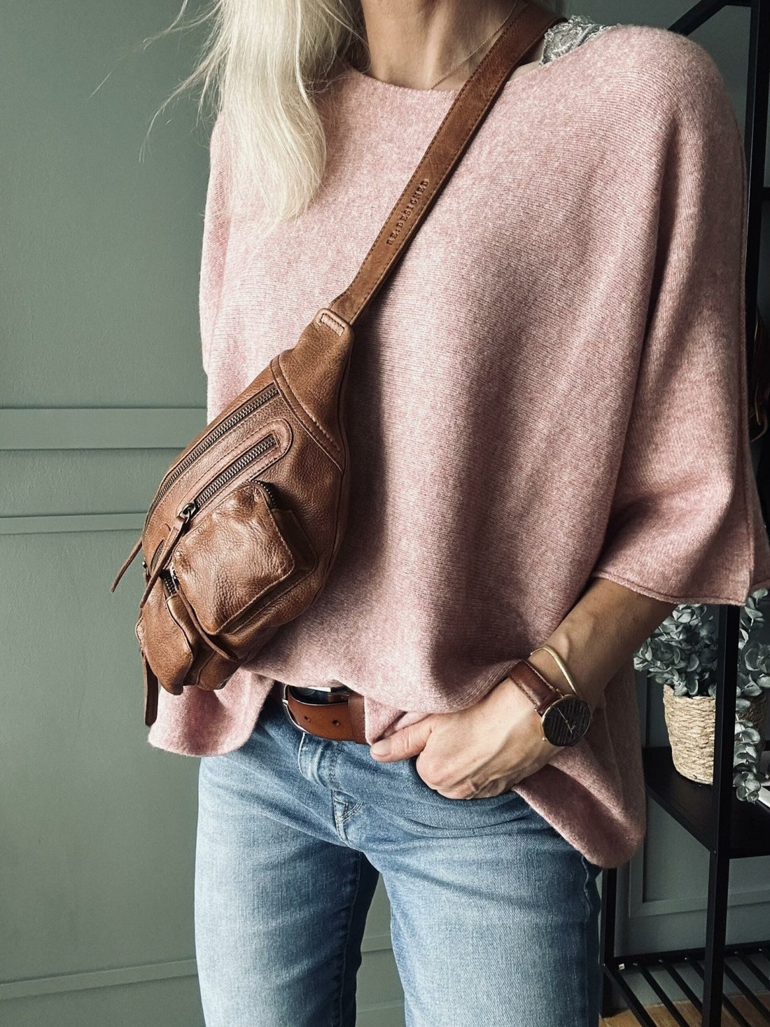 Bluse Sia Old rose – Oversize – Ensfarvet strik – VIAMAJA