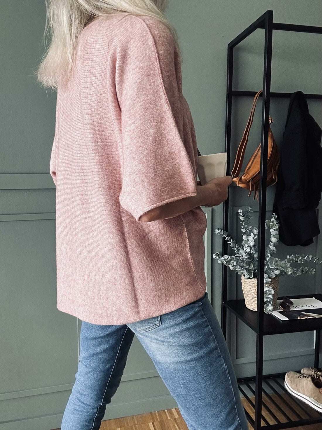 Bluse Sia Old rose – Oversize – Ensfarvet strik – VIAMAJA