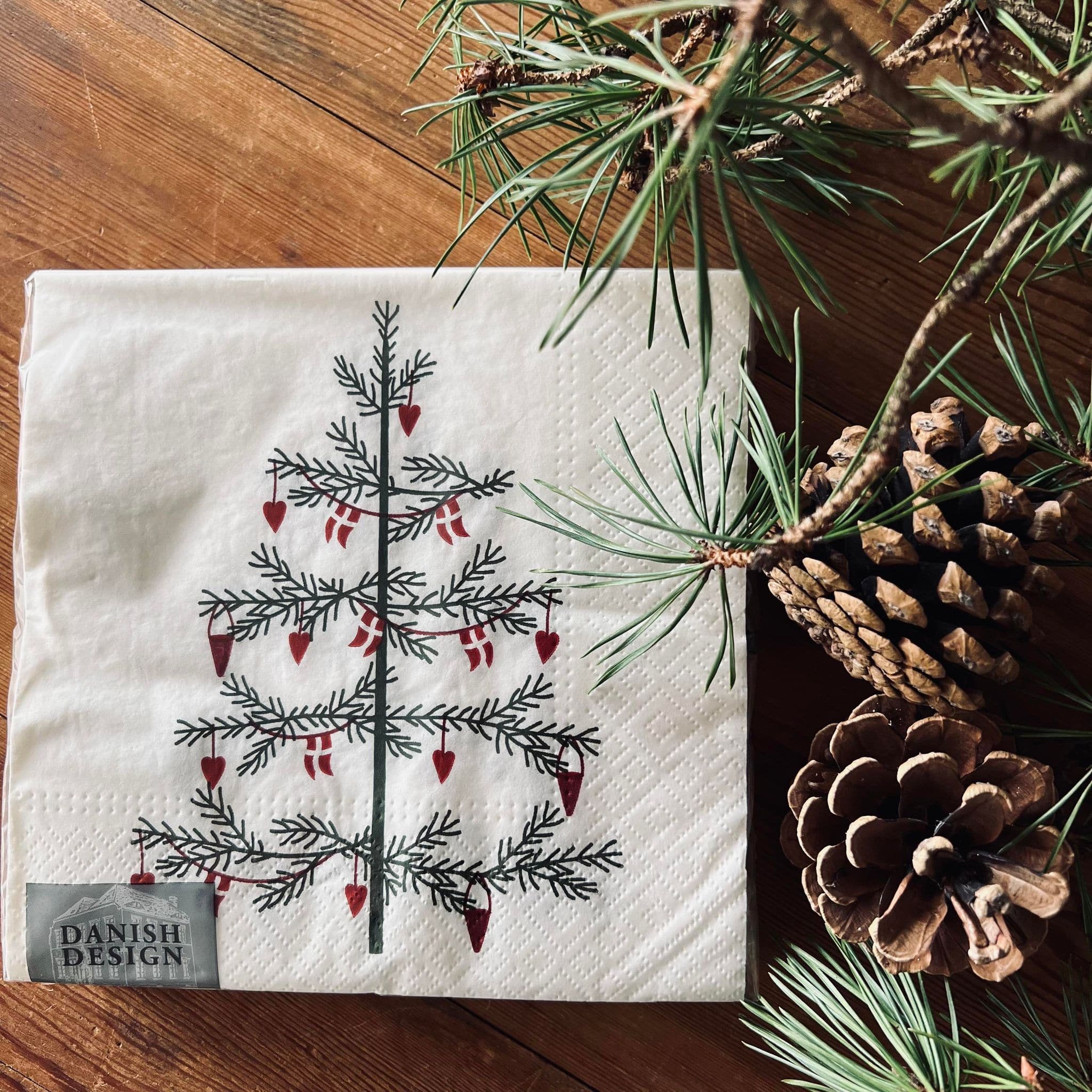Servietter 20 stk – Hvid med Juletræ Nostalgi – VIAMAJA